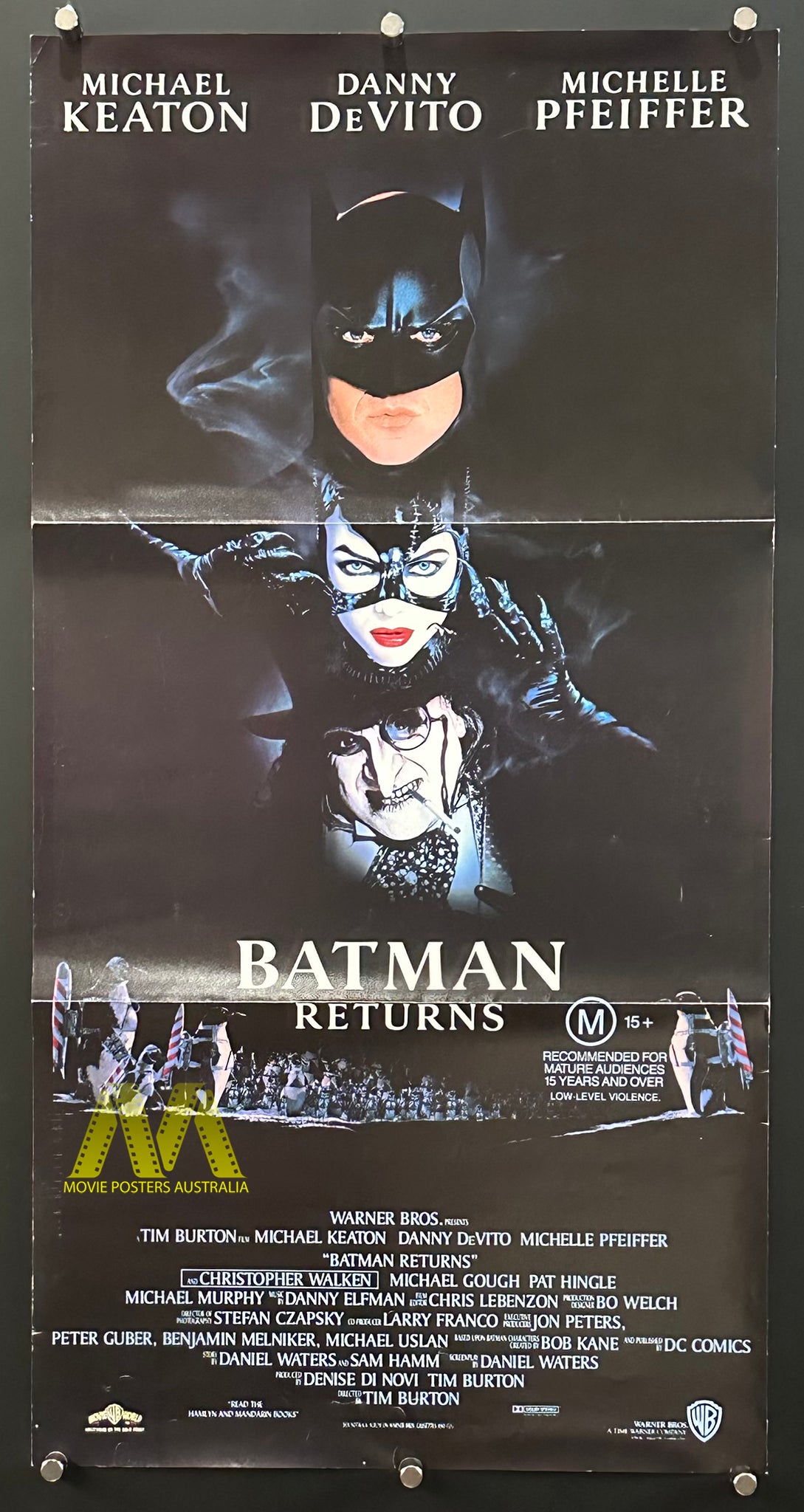 BATMAN RETURNS (1992) Daybill Movie Poster, Tim Burton, Michael Keaton ...