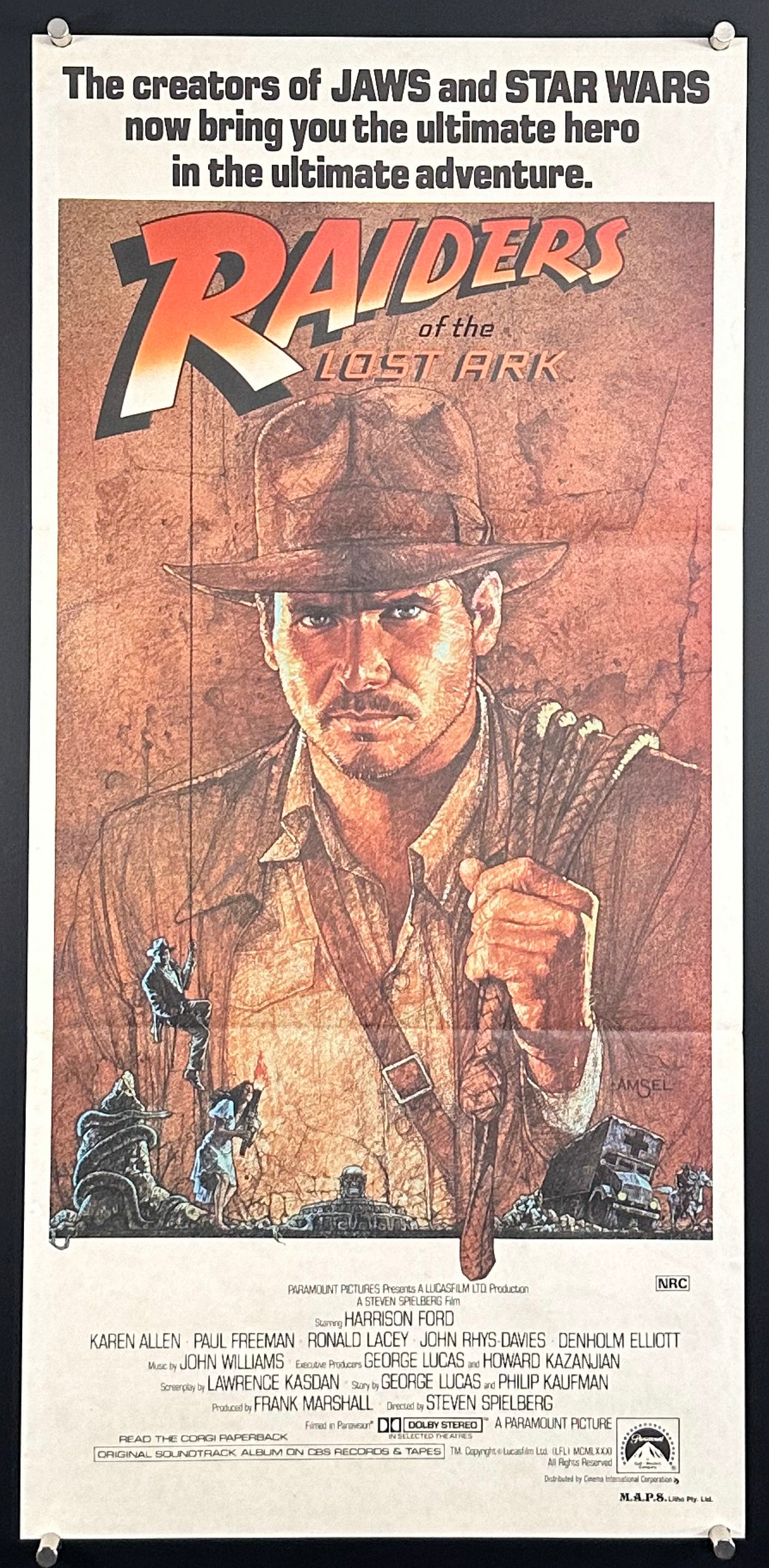 RAIDERS OF THE LOST ARK (1981) Daybill Movie Poster, 1st Printing, VF ...