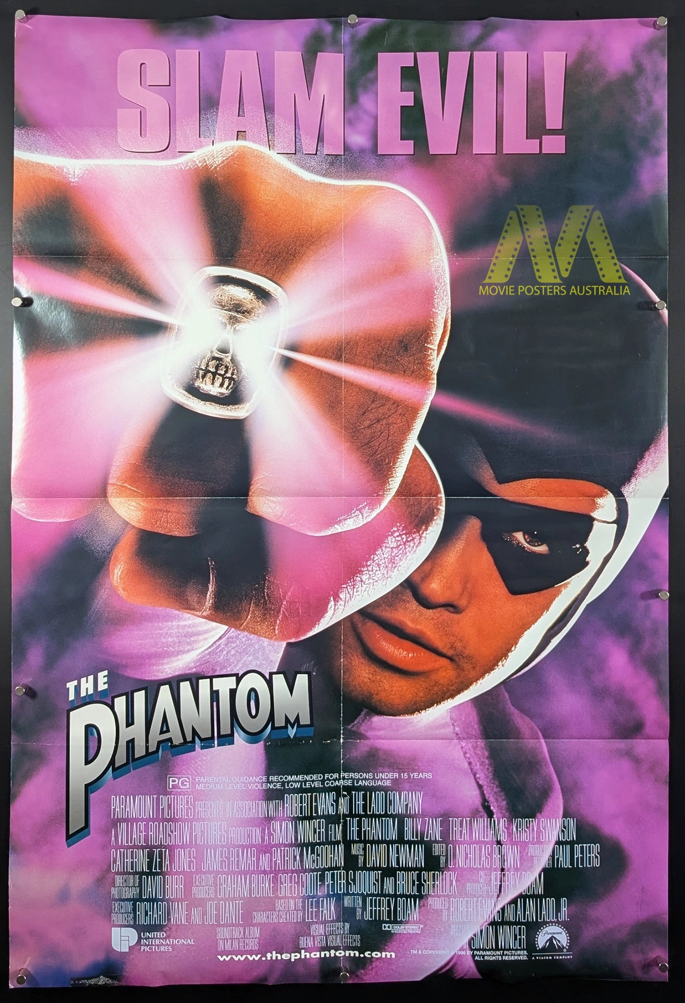 THE PHANTOM (1996) Movie Poster, Australian One Sheet, RARE, SLAM EVIL ...